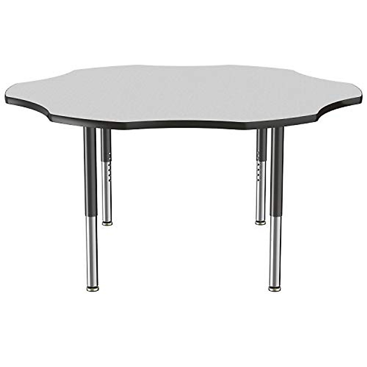 Factory Direct Partners 10091-GYBL Mobile Flower Activity School and Office Table (60"), Super Legs with Glides and Casters, Adjustable Height 19-30" - Gray Top and Black Edge