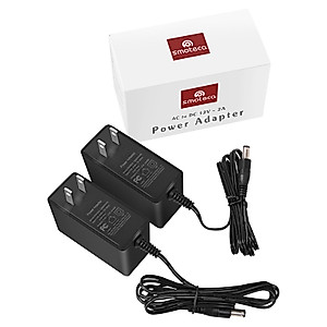 SmoTecQ 12V 2A Power Supply AC Adapter 2 Pack for CCTV Security Camera, Led Strip Lights, Router, Printer, Breast Bump and Other 12 Volt Electronics Devices Less Than 2 Amp