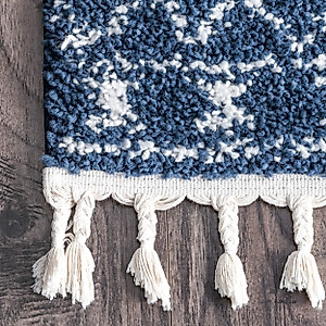 nuLOOM Vasiliki Moroccan Tribal Shag Area Rug , 5' x 8', Blue, Oval