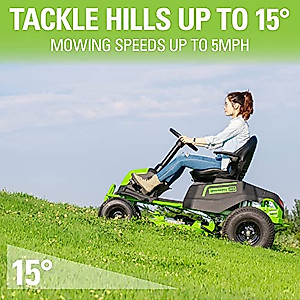 Greenworks PRO 80V 42” Electric Lawn Tractor, Riding Lawn Mower with (6) 4.0Ah Batteries and (3) Dual Port Turbo Chargers Included
