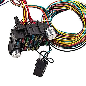 Auto Parts Prodigy Universal Wiring Harness Kit - 21 Circuit Long Wires Standard Color Wiring Harness Kit Replacment for Chevy Mopar Hotrods Ratrods Ford Chrysler Universal Automotive Wiring