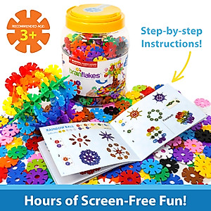 Brain Flakes 500 Piece Set, Ages 3+, Interlocking Plastic Disc Toy for Creative Building, Educational STEM Learning, Construction Block Play for Kids, Teens, Adults, Boys, and Girls