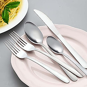 48 Pieces Silverware Set, Pleafind Cutlery Set for 8, Flatware Sets with Steak Knives, Food Grade Stainless Steel Tableware Set, Use for Home Kitchen Restaurant Hotel, Dishwasher Safe, Mirror Polished