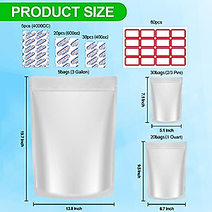 55 Pack Mylar Bags with Oxygen Absorbers, 10 Mil Mylar Bags for Long Term Food Storage, Resealable Heat & Sealable