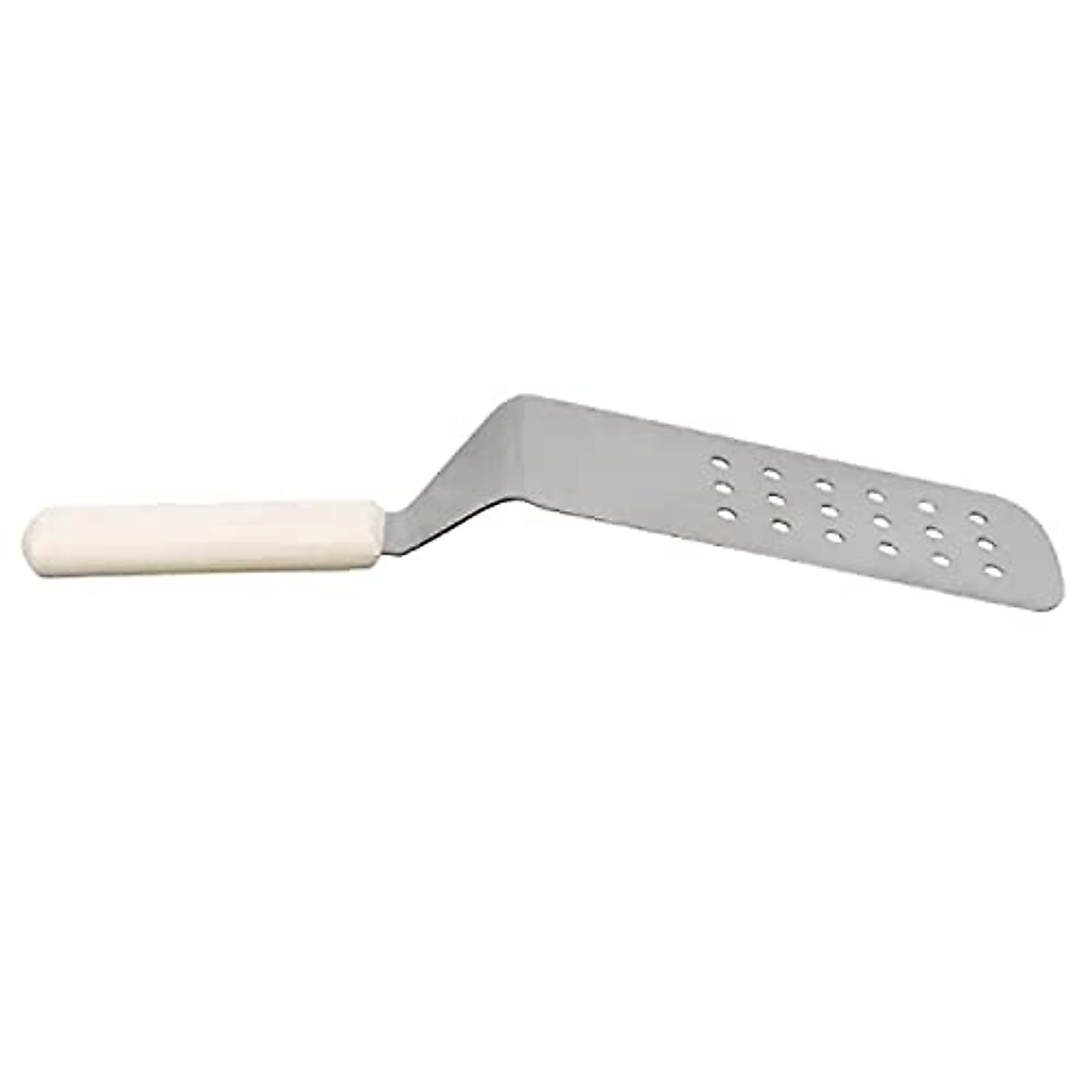 Dexter Stainless Steel Perforated Turner with White Polypropylene Handle - 8"L Blade