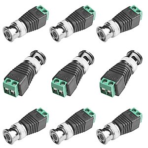 joleully BNC Male Balun Connector 9 Pcs Coaxial Cat5 to BNC Male Connector and BNC to 2 Screw Camera Terminal Male Adpater for CCTV Surveillance Video Cameras Coaxial/Cat5/Cat6 Cable to BNC Male Conne