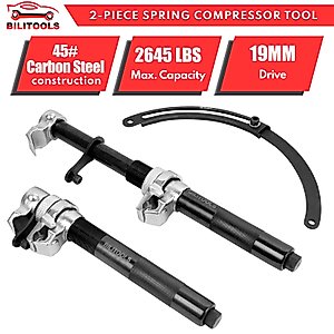 BILITOOLS 2-Piece Coil Spring Compressor Tool Heavy Duty Macpherson Strut Spring Compressor Set with Safety Jaws and Holder, Max Load.2645LB