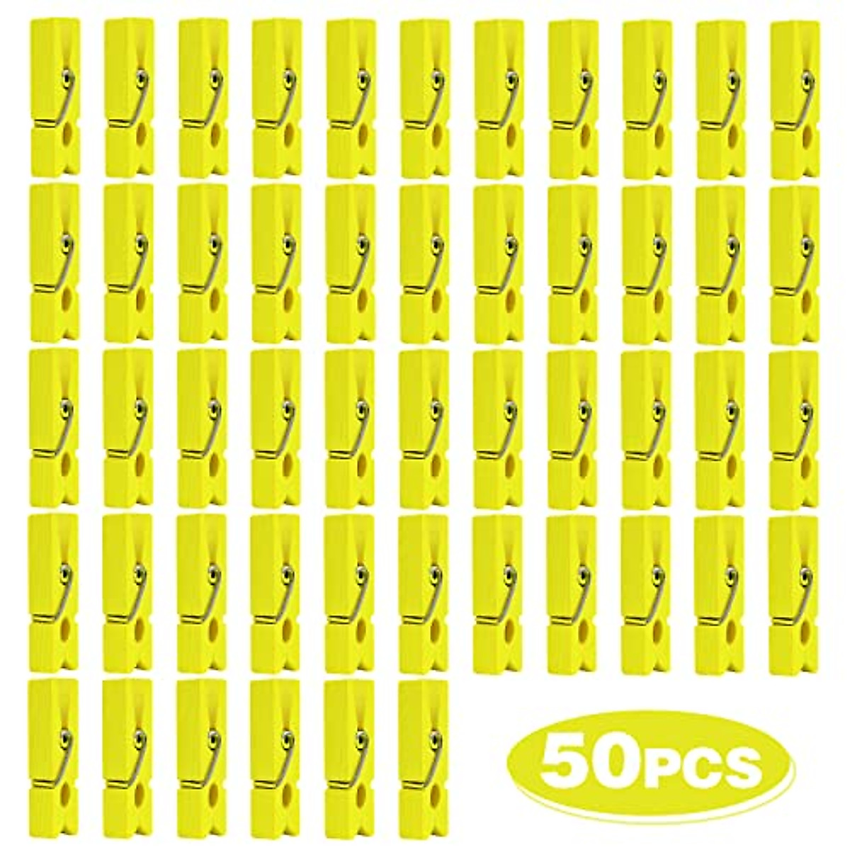 Jdesun 50pcs Photo Wood Clips Natural Wooden Mini Clothespins Paper Peg Pins Clips Laundry Pins for Hanging Clothing Pictures Home Storage Art Craft Display, Yellow