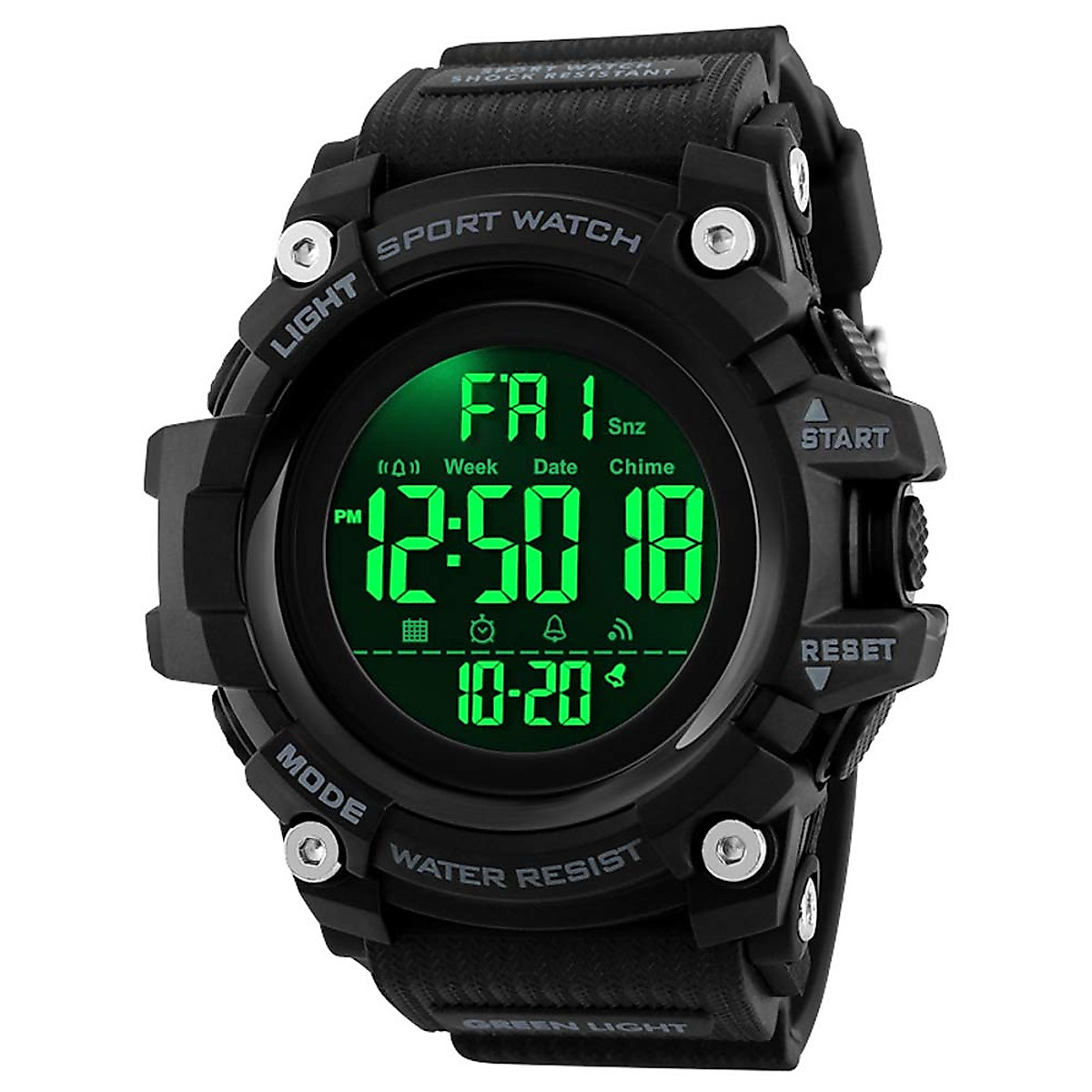 Gosasa Big Dial Digital Watch S Shock Men Military Army Watch Water Resistant LED Sports Watches (A Black)