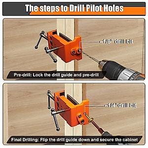Cabinet Clamps, Cabinet Installation Clamps, Face Frame Clamps for Installing Cabinets, Cabinetry Clamps with Two Adjustable Side Screws and Alignment Plate, 2-Pack, Orange