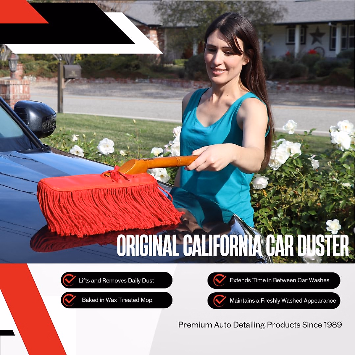 California Car Duster 62442 Standard Car Duster with Wooden Handle