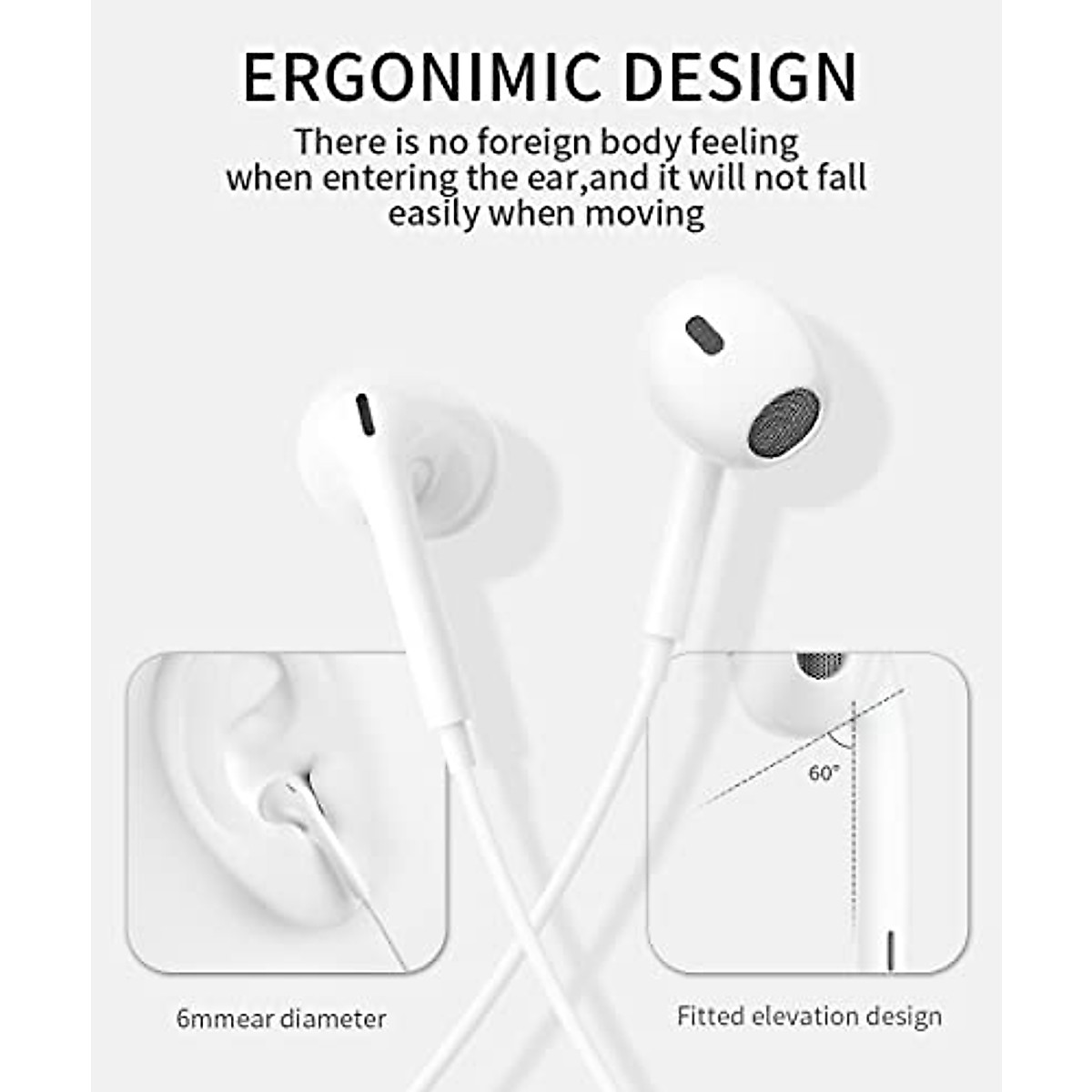 Earphones USB C Headphones, Type C Wired in-Ear Earbuds with Microphone and Volume Control Earbuds, Compatible with Samsung S20/S21,Huawei P20 pro/ P30/P40,Google Pixel 3/4/XL