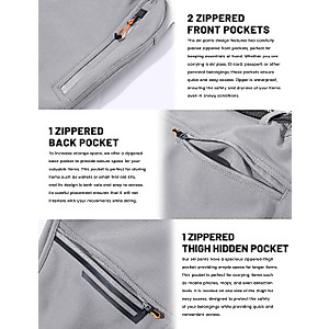 TACVASEN Hiking Pants Men Water Resistant Snowboard Pants Windproof Fleece Lined Trousers Insulated Snow Softshell Ski Warm Tactical Gray 30