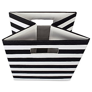 DII Polyester Cube Storage Collection Collapsible Hard Sided Bin, 13x13x13, Black