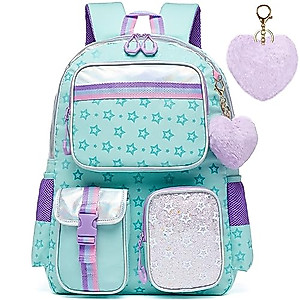 Meetbelify Backpack for Girls School Bag Aesthetic Backpack for Elementary Student Teen Girls Cute Bookbag Kids Kawaii Backpack for Girls 8-10