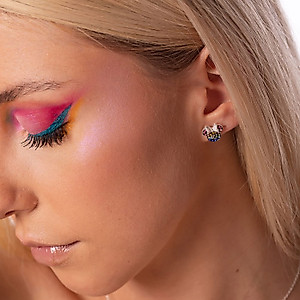 Disney Minnie Mouse Earrings - Sterling Silver Minnie Mouse Stud Earrings with Rainbow Crystals - Disney Earrings for Women