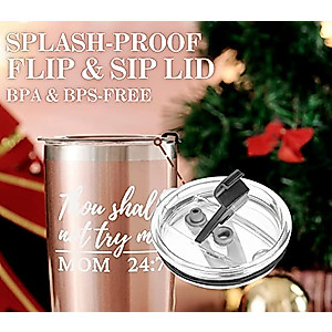 Onebttl Funny Mom Gifts from Daughter, Son, for Birthday, Mother's Day, Christmas, 20oz Tumbler Mug with Lid and Straw - Thou Shall Not Try Me