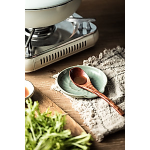 Miamolo Ceramic Spoon Rest Spoon Holder for Multiple Utensils, Large Cooking Spoon Holder for Stove Top, Modern Farmhouse Kitchen Decor Utensil Holder for Spoons Ladles Tongs Spatula Green