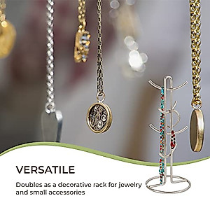 MARTINO CLUB Large 8 Holder, Mug Tree, Mugs & Tea Cup Storage Rack, Coffee Counter Bar Accessory & Kitchen Countertop Organizer, Chrome. Gift Box