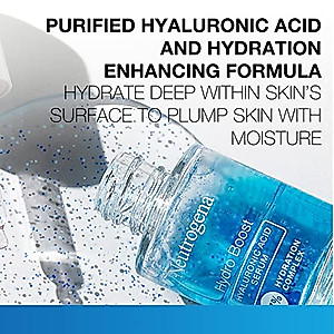 Neutrogena Hydro Boost Hyaluronic Acid Face Serum with Vitamin B5, Lightweight Hydrating Face Serum for Dry Skin, Oil-Free, Non-Comedogenic, Fragrance Free, 1 Oz