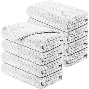 8 Pcs Baby Blanket Cozy Throw Blankets Fuzzy Baby Fleece Blankets Fluffy Warm Baby Crib Blanket for Unisex Newborn Infant Toddler Stroller Nursery Soft Receiving Swaddling Blankets, 24 x 32'' (White)