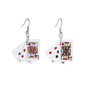 GBAHFY Poker Irregular Women Drop Earring Playing Card Resin Girl Casual Ear Jewelry Party Hip Hop Jewellery (Poker Irregular Earring-White), Black
