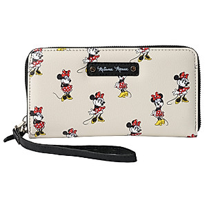 Disney Wallet Wristlet Zip Clutch Faux Leather (Minnie Mouse Cream)