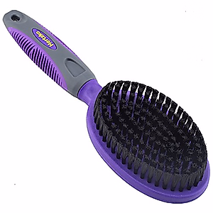 Double Sided Combo Pins and Bristle Brush by Hertzko - For Dogs and Cats with Long or Short Hair - Dense Bristles Remove Loose Hair from Top Coat and Pin Comb Removes Tangles, and Dead Undercoat (Single Sided)