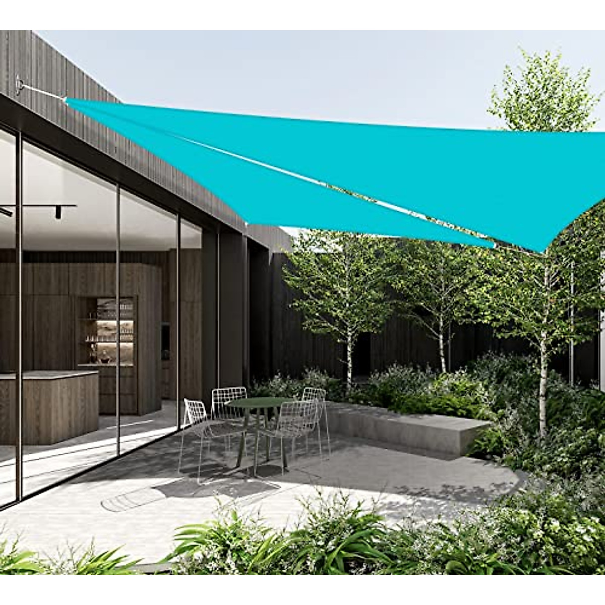 Windscreen4less Terylene Waterproof Sun Shade Sail UV Blocker Triangle Sunshade Patio Canopy Sail 12' x 12' x 12' in Color Turquoise 260GSM