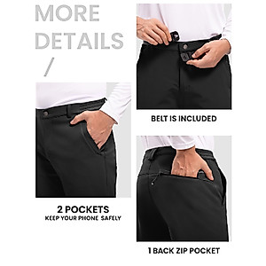 TBMPOY Men's Snow Ski Hiking Pants Waterproof Winter Fleece Lined Pants Camping Skiing Ice Fishing Pants with Belt 01 Thick Black M