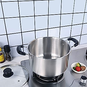 Subron Classic Stainless Steel Stockpot with Lid, Stainless Steel Pot with Lid, Silver (3.9 Quart)
