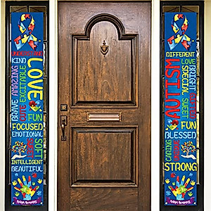 Nepnuser Autism Awareness Porch Banner April Front Door Wall Indoor Outdoor Hanging Decoration Photo Booth Backdrop