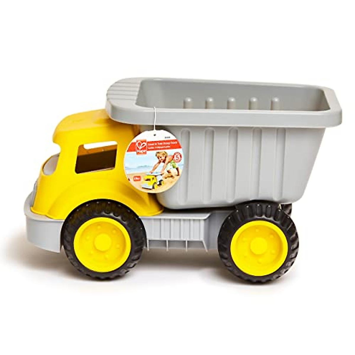 Hape Load & Tote 14.4" Dump Truck| Outdoor & Indoor Vehicle Beach Sand Toy for Toddlers 18M+