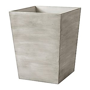 Wastebasket Grey Textured Modern Contemporary Wood Single Piece