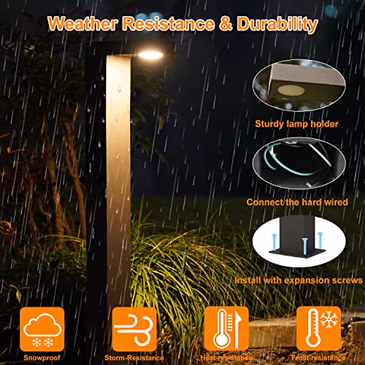 Inowel Light Outdoor Landscape Pathway LED Lights Modern Wired Driveway Lighting Decorative Bollard Lamp IP54 Waterproof Grey for Walkway Patio Garden,23.6In 120V
