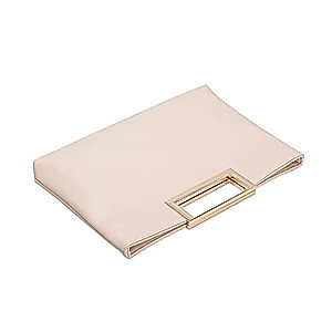 CHARMING TAILOR Fashion PU Leather Handbag Stylish Women Convertible Clutch Purse (Beige)