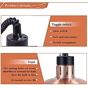 JIAWANSHUN D Type Food Warmer Lamp Food Heat Lamp Warmer with Bulb 250W 290mm Commercial Food Warmer Retractable Heat Lamps Catering Food Warmers Restaurant Supplies Food Service (Champagne) 110V