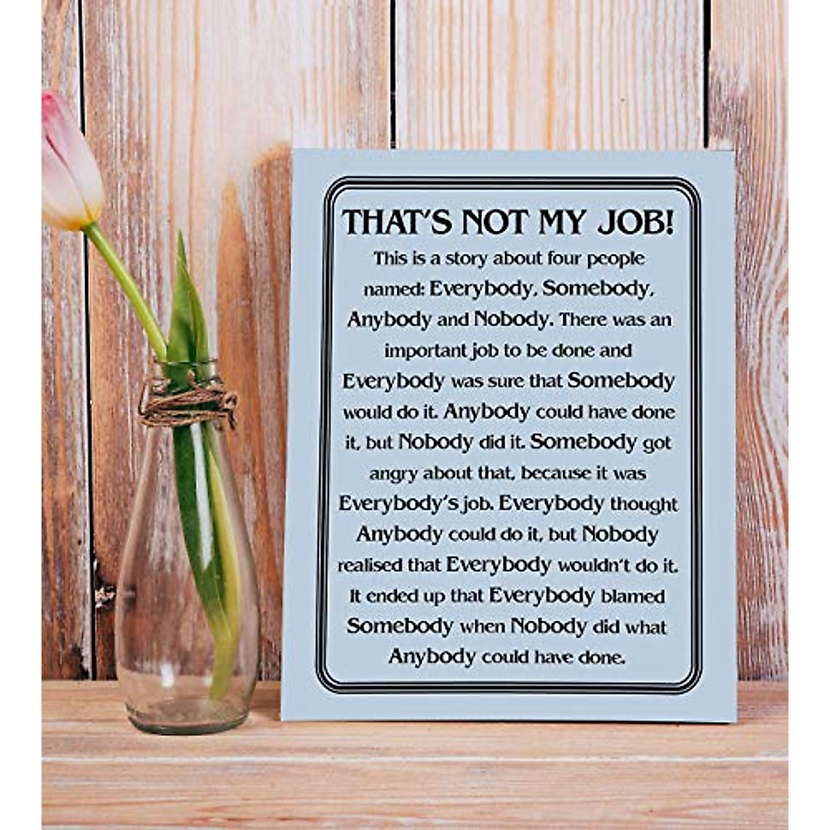 "That's Not My Job"-Motivational Wall Art Sign-8 x 10" Humorous Typographic Poster Print-Ready to Frame. Ideal Home-Office-School-Décor. Great Sarcastic Desk & Cubicle Sign. Perfect for Teachers!
