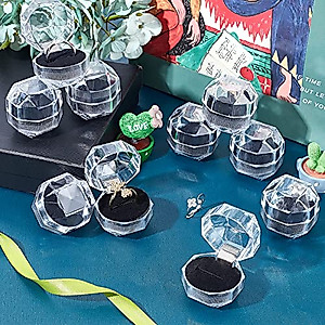 CHGCRAFT 40Pcs Black Clear Plastic Ring Boxes Crystal Earrings Jewelry Storage Boxes Display Organizer Case with Foam Insert for Wedding Proposal Valentine's Day, 1.5×1.5 Inch