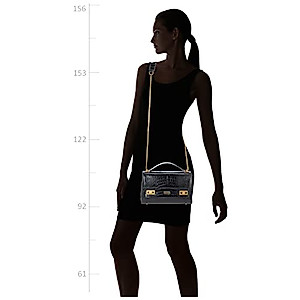 GUESS Womens Katey Croc Flap Shoulder Bag, Black, One Size US