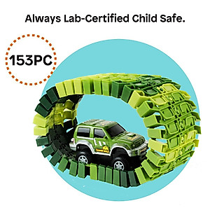 Boley Dinosaur Adventure Road Creators Playset - 142 Track Pieces and 11 Additional Pieces - Dinosaur Track, Battery Powered Car, and Dinosaurs Included - Perfect Construction Dinosaur Action Playset