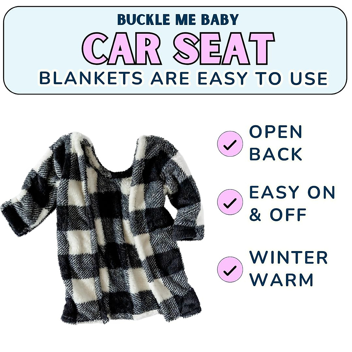 Buckle Me Baby Car Seat Blanket - Wearable Car Seat Blankets for Babies - Carseat Blanket Made from Cozy Warm Sherpa for Winter and Fall - Cover, Poncho, Jacket Alternative for Kids and Babies