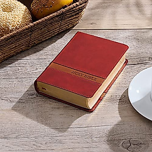 KJV Holy Bible, Compact Large Print Faux Leather Red Letter Edition - Ribbon Marker, King James Version, Brown Two-tone