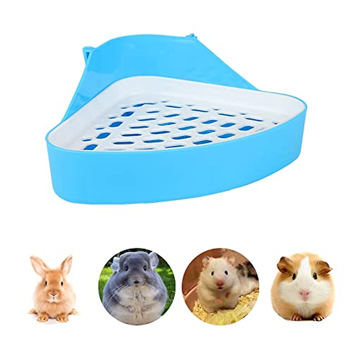 Generic Durable Hamster Pet Cat Rabbit Toilet Rectangle Corner Training Tray (Blue)