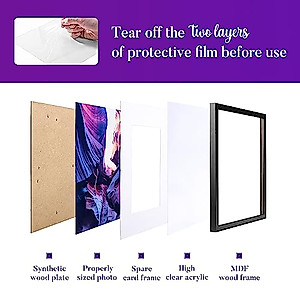 TWING Picture Frames 12x12 Set of 3, Black Large Gallery Wall Frame Set Display Photos 8 x 8 with Mat or 12 x 12 without Mat Wall Mounting Composite Wood