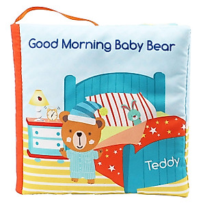 Teddy Bear Baby Book Toy Cloth Crinkle Books for Babies Infant Toddler, Chewing Toys 0-6-12 Months Activity Soft Mirror Toy Books for Baby Boy Girl Christmas Gifts Baby Shower 1-2-3 Years Old-Morning