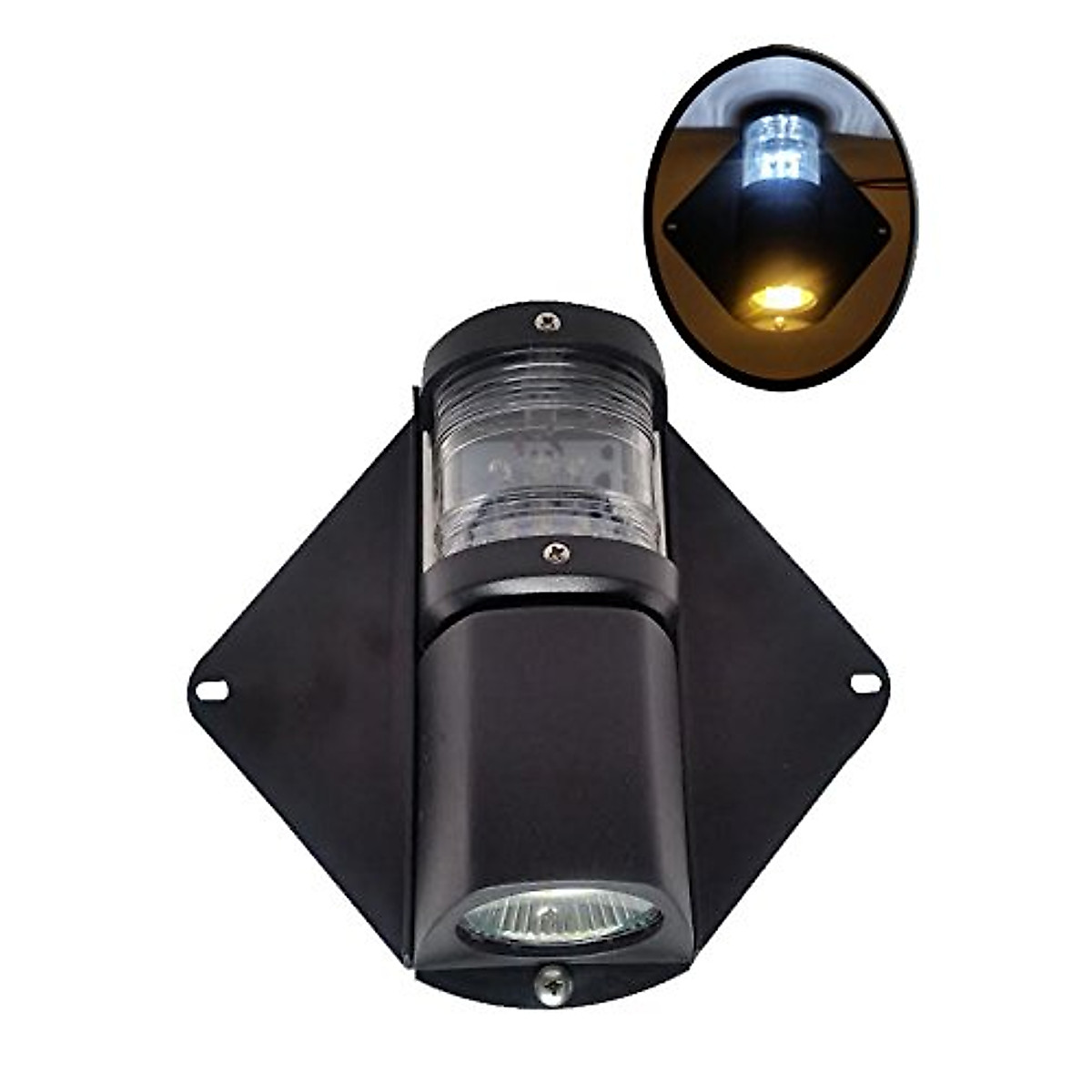 Pactrade Marine Waterproof LED Combo Masthead And Deck Light Vertical Mount For Sailboat Boats Up To 12M, G4 Type Bulb and LED Type