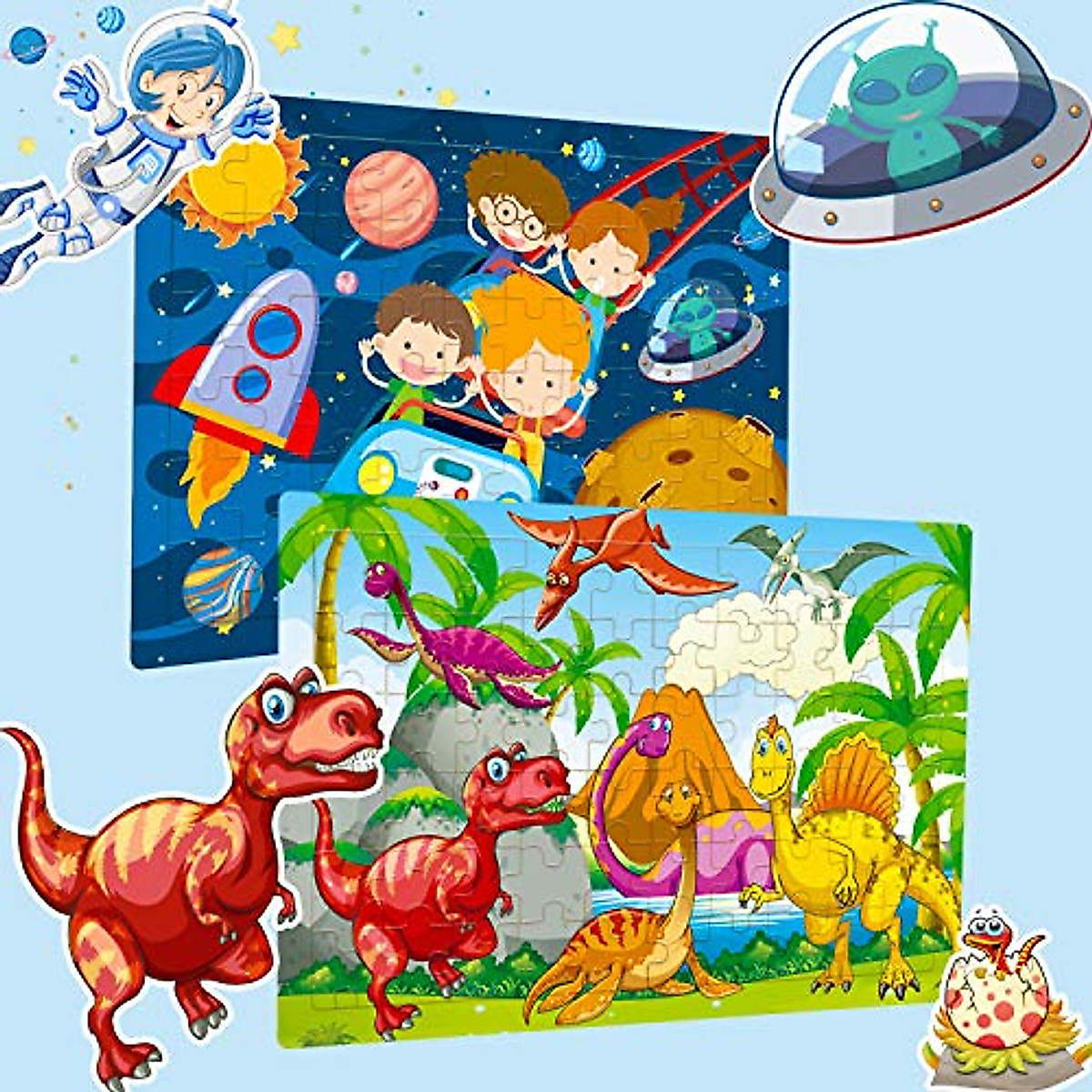 (6 Puzzles*60 Piece) Puzzles for Kids Ages 4-8, Wooden Jigsaw Puzzles 60 Pieces Preschool Toddler Puzzles Set for Boys and Girls