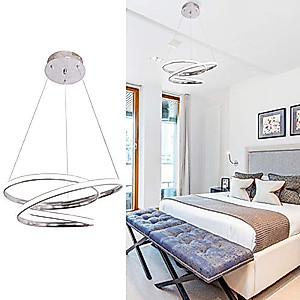 CHYING Modern Pendant Light with Irregular Ring Lights 40W LED Adjustable Chandelier 39.4 inch Ceiling Light Fixture for Dining Room Bedroom Living Room 39.4in Chrome
