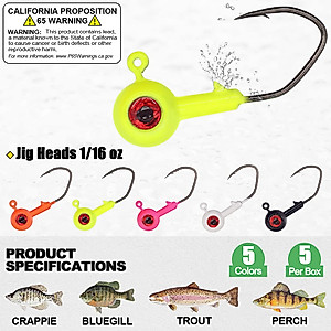 Crappie-Baits- Plastics-Jig-Heads-Kit-Minnow-Fishing-Lures-for Crappie-Panfish-Bluegill-40-Piece Kit - 30 Bodies- 20 Crappie Jig Heads